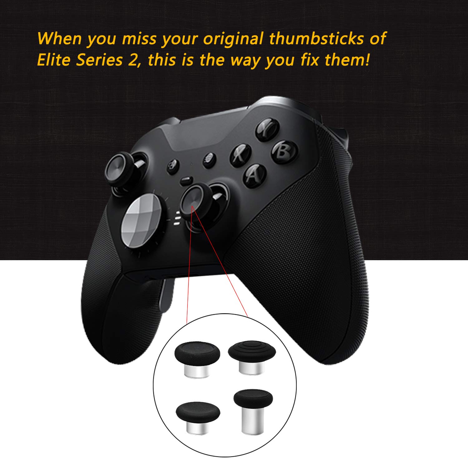 EASEGMER 11 in 1 Metal Magnetic Thumbsticks Analog Joysticks for Xbox one Controller, T8 Screwdrivers Replacement Repair Kit for Xbox One Elite 1/X/S Elite Controller (Gold)