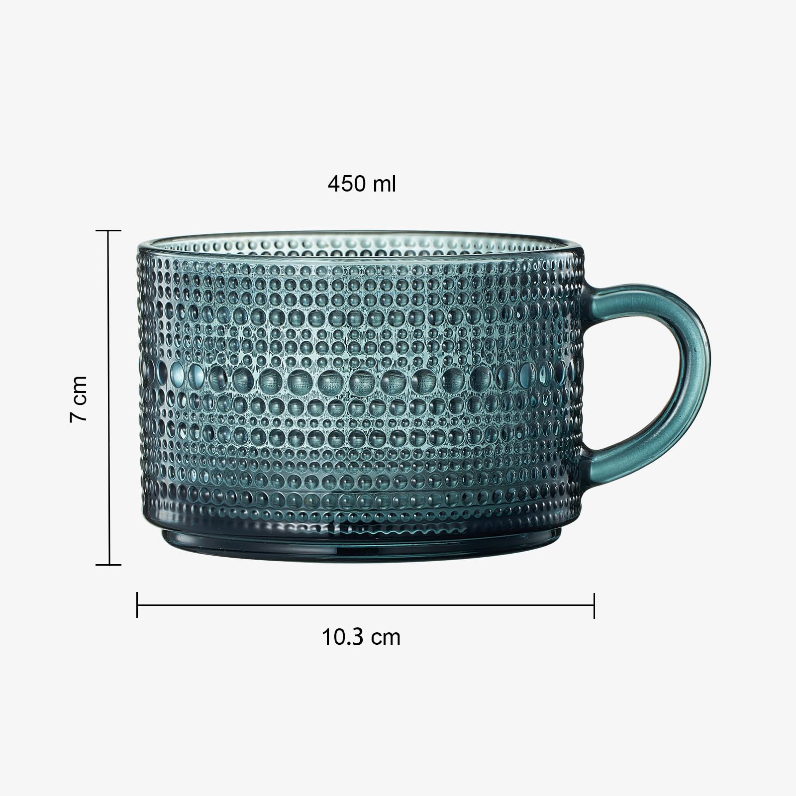 Khen Fall Colors Glass Coffee Mugs Set With Handles, Spoons & Lid | Set of 6 | 15oz Hobnail Embossed With Bamboo Lids & Gold Spoons, Glassware Mug Bubble Glasses - Cute Cups Coffee, Tea Oats Colored