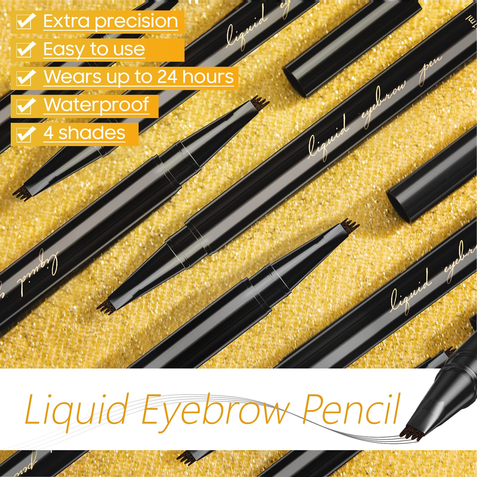 Eyebrow Pencil Eyebrow Microblading Pen, Eye Makeup Eyebrow Pen Long-Lasting Waterproof Micro 4 Point Brow Pen Lift & Snatch Eyebrow Makeup for Perfect Brows (Dark Brown)