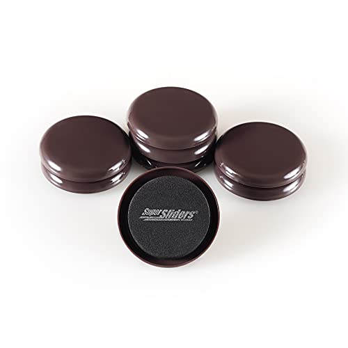 Super Sliders 2 1/2" Round Reusable Furniture Sliders for Carpet - Effortless Moving and Surface Protection, Brown (8 Pack)