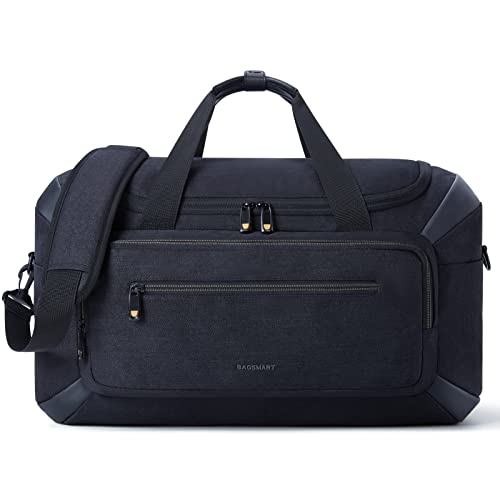 Travel Duffle Bag, BAGSMART 40L Gym Bag for Men with Shoe Bag, Carry On Weekender Overnight Bag with Multiple Pockets for Travel Essentials, Sports, Traveling(Black)