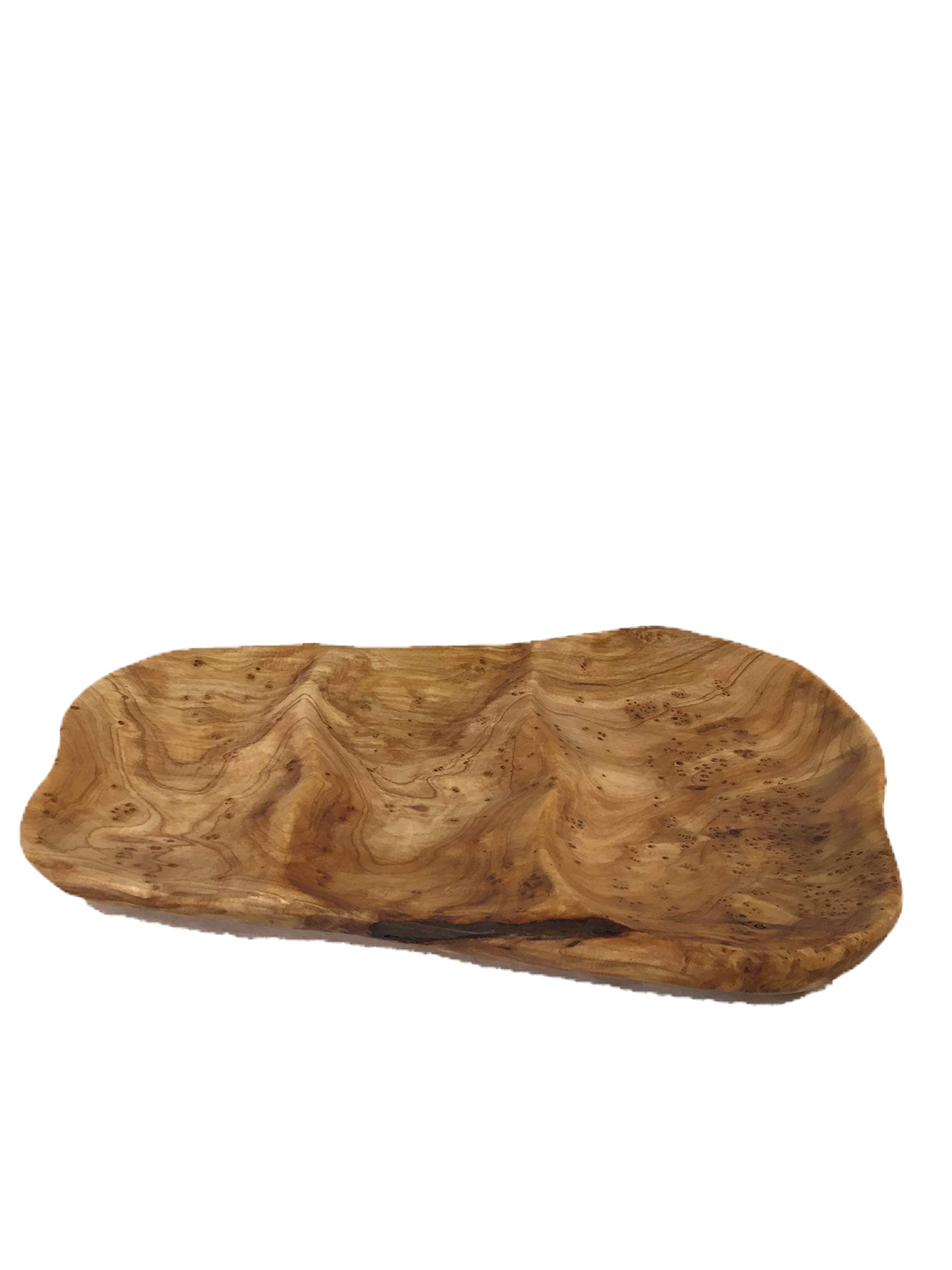 Greener Valley Handcrafted Root Wood Divided Platter (Medium - 3 sections - 15-16")