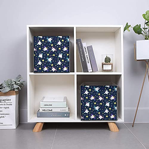 Magic Teeth with Wings Canvas Collapsible Storage Bins Cube Organizer Baskets with Handles for Home Office Car