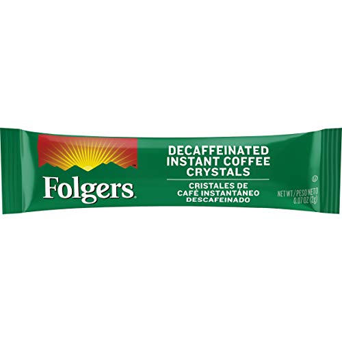 Folgers Classic Decaf Decaffeinated Instant Coffee Crystals, 6 Single Serve Packets (Pack of 12)