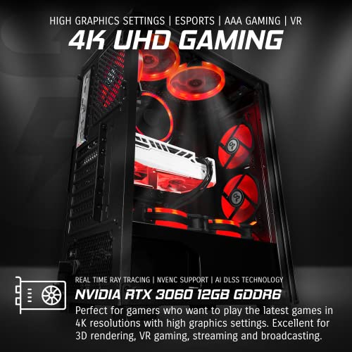 GAMINGPOWERPC G302 Gaming PC Desktop Intel Core i5-12400F 2.5GHz 6 Core, 16GB DDR4, NVIDIA GeForce RTX 3060 12GB GDDR6, 512GB NVMe M.2 SSD, Windows 11 Home