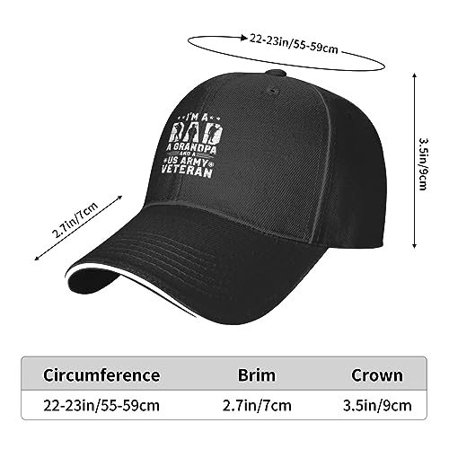 I'm A Dad Grandpa and A US Army Veteran Nothing Scares Me Baseball Cap Sports Beach Back Buckle Brim Adjustable Hat