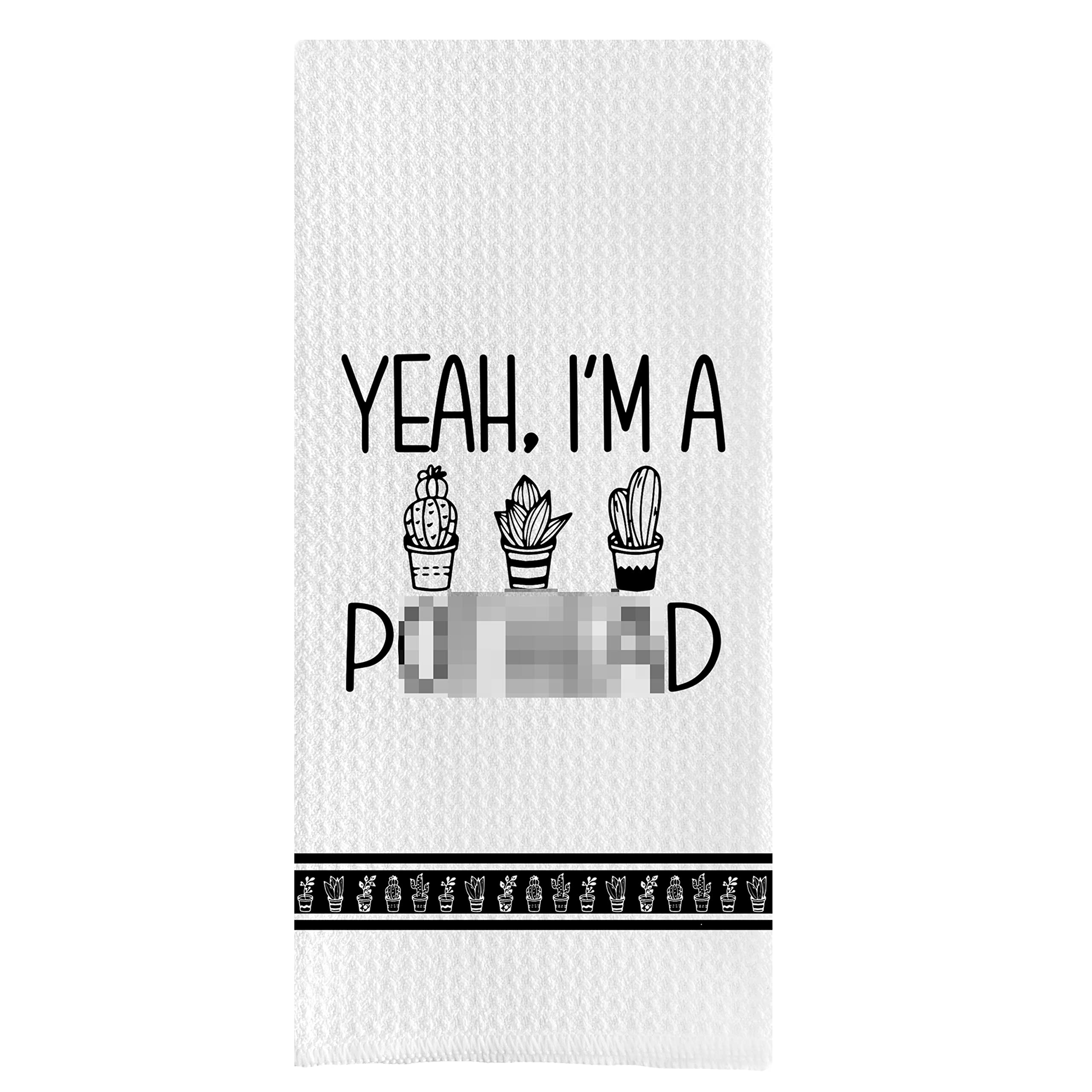 DOTAIN Botanical Boho Yeah i’m P Waffle Weave Dish Kitchen Hand Towel Cloth,Funny Botanical Plant Themed Cleaning Dishcloth(24x16inch),Gifts for Plant Lover Owner Women