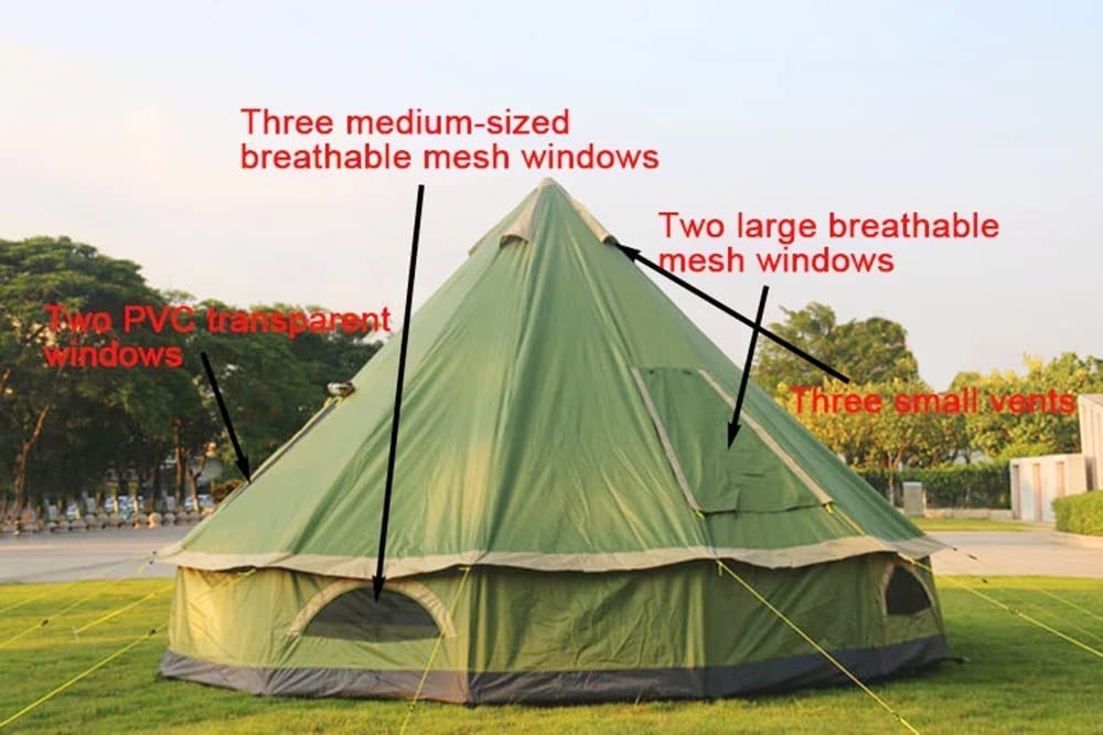 DANCHEL OUTDOOR 16.4ft Waterproof Backpacking Yurt Large Tents 8 Person Durable for Family Camping 30LB Light Weight Green