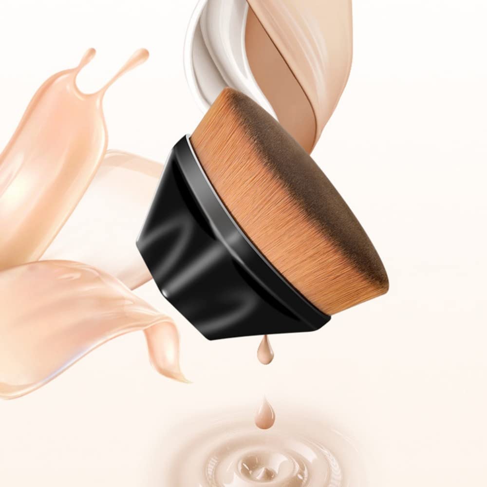 Foundation Makeup Brush, Flat Top Kabuki Hexagon Face Blush Liquid Powder Foundation Brush for Blending Liquid, Cream or Flawless Powder Cosmetics with Portable Case (Pink)