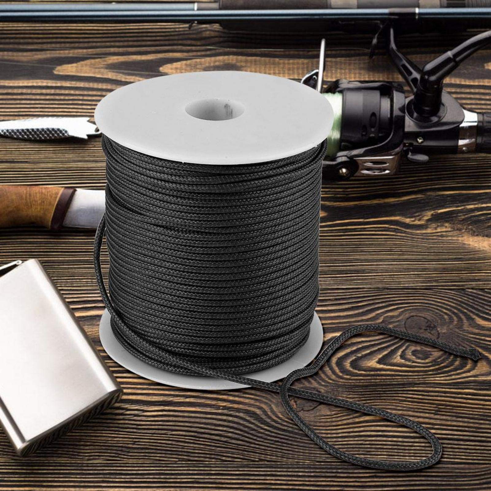 Fishing Line, RP-020PE Handheld Fishing Reel Line 16 Strand 50meter/164ft Acid Alkali 2mm for Underwater(Black)