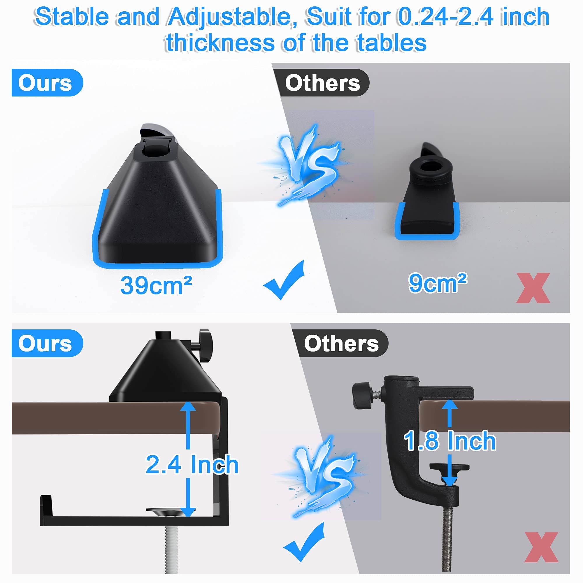 eWonLife Mic Arm, Boom Arm Mic Stand Desk Mount with 5/8 Thread, Microphone Stand for Shure SM7B, Mv7, Blue Yeti, Hyperx Quadcast, Heavy Duty, With Filter, 5/8" to 3/8", to 1/4" Adapter, 8 Cable Ties