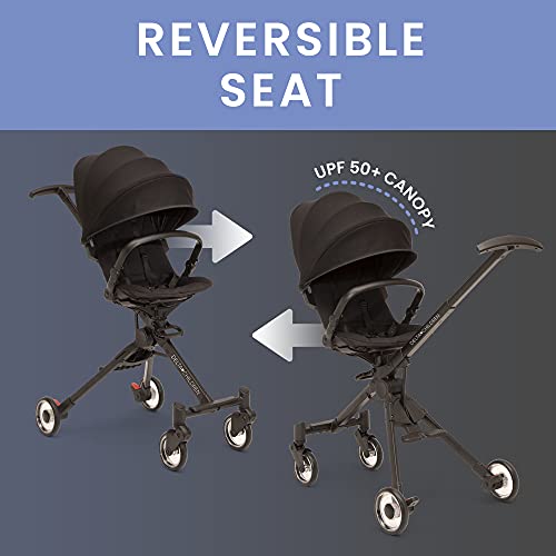 Delta Children Spyder Stroller - Lightweight/Compact Travel Stroller Features Extendable Canopy & Recline - Car Seat Adapter Included - Easy-Coast Puncture-Proof Wheels, Black