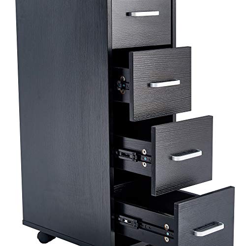 Home Office Desk with Storage, 41.73" Computer Desk with Four Drawers and A Door Modern Simple Style Writing Desk Gaming Sturdy Table Workstation for Home, Reading Room, Office, Bedroom - Black