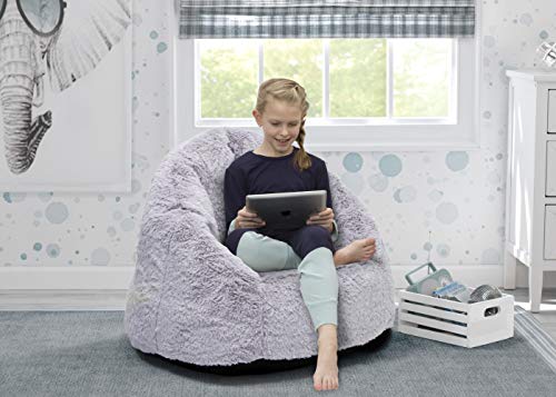 Delta Children Cozee Fluffy Chair, Kid Size (for Kids Up to 10 Years Old), Grey