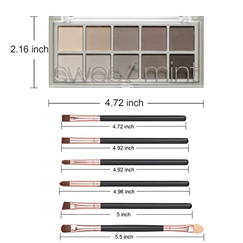 Eyeshadow Palette, 10 Colors Nude Eyeshadow Palette Smooth Matte Eye Makeup Palette,High Pigmented, Naturing-Looking, Ultra-Blendable,Long Lasting High Pigment Nude Matte Eyeshadow with 6 Eyeshadow Brush (04#)