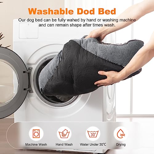 SHU UFANRO Small Dog Bed for Small Size Dogs, Washable Rectangle Durable Puppy Bed, Orthopedic Dog Sofa Bed, Soft Breathable Sleeping Pet Cuddler Beds for Indoor with Anti-Slip Bottom, Grey