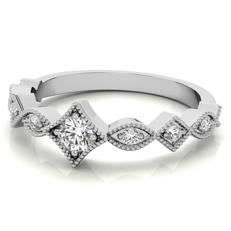Excellent Round Brilliant Cut 0.16 Carat, Moissanite Diamond Promise Band, Prong Set, Eternity Sterling Silver Band, Valentine's Day Jewelry Gift for Her, Customized Band (4.5)