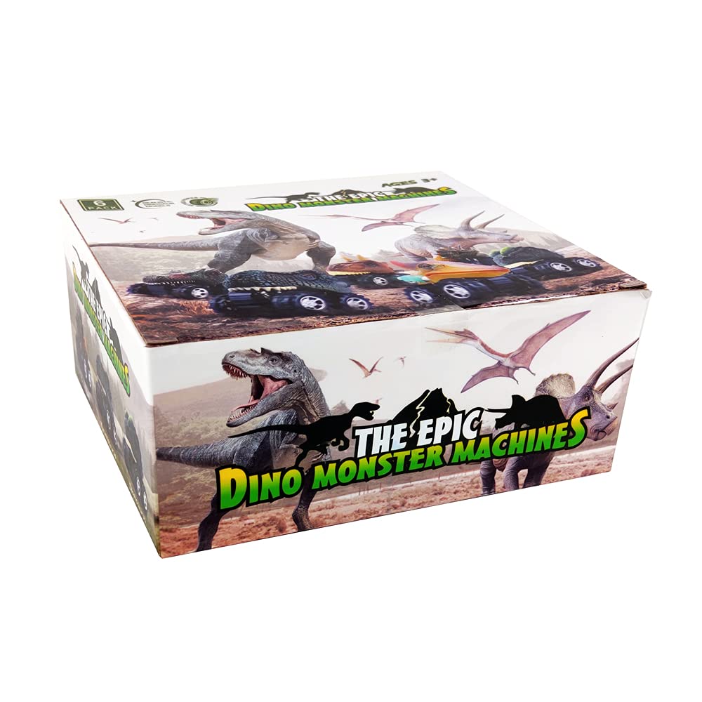 DINOBROS Dinosaur Toy Pull Back Cars 6 Pack Dinosaur Boy Toys Age 3,4,5,6,7 Dino T-Rex Games