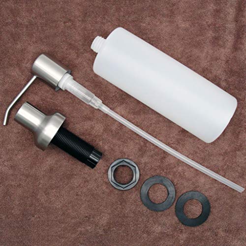 Kabter Built in Deck Mount Kitchen Sink Soap Dispenser 17oz, Brushed Stainless Steel