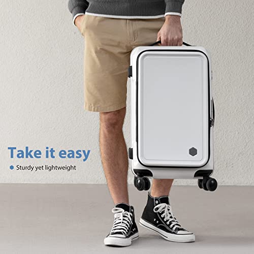 Coolife Luggage 2 Piece Luggage Set Carry On Spinner Suitcase Set with Pocket Compartment Weekend Bag Hardside Trunk (green_zipper type, 2-piece Set)