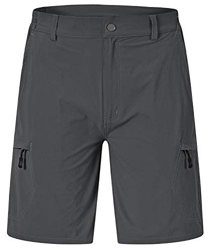 Rdruko Men's Quick Dry Hiking Cargo Shorts Lightweight Outdoor Fishing Travel Summer Shorts with 6 Zipper Pockets(Dark Grey, US 36)