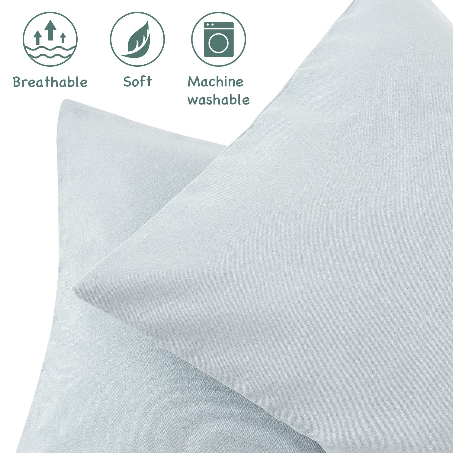Eterish Toddler Grey Pillow Cases 14x20 inches 2 Pack, Envelope Closure Pillowcases,Supper Soft Nursing Pillow Cover,Fits Kids Bedding Pillows Sized 12x16, 13x18 or 14x19