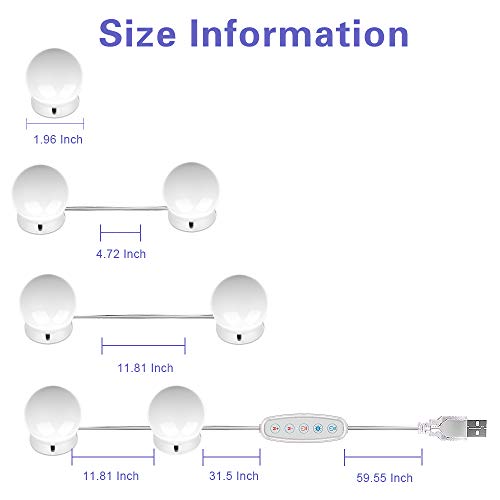 SICCOO Makeup Vanity Lights for Mirror, Hollywood Style LED Vanity Mirror Lights with 14 dimmable Bulbs, USB Cable, White