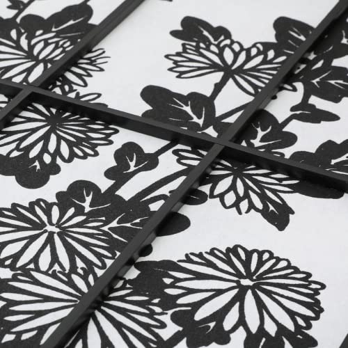 Magshion Folding Room Dividers 5.9ft 4-Panel Portable Room Separators Divider Wall, Oriental Ink Four Noble Ones Print Folding Room Dividers Freestanding Black Screen for Home Office