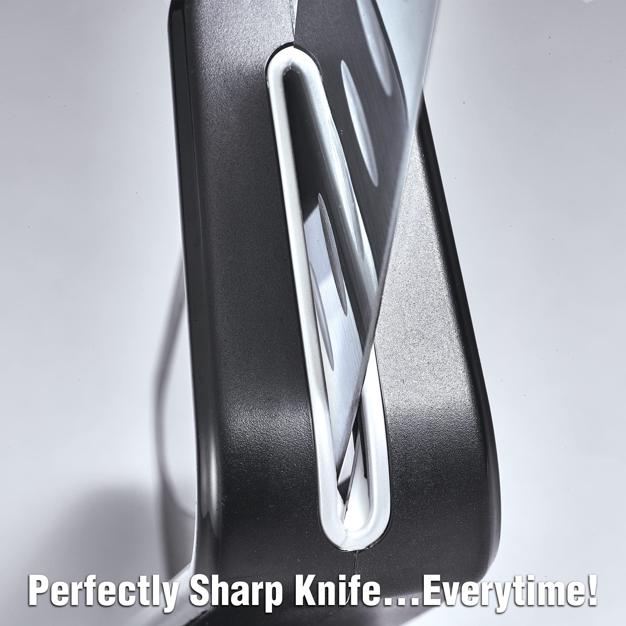 Ontel EverBlade Self Sharpening Professional Chef Knife, Deluxe Edition with Non-Stick Surface, German Steel Kitchen Knife in Knife Block with Convex Edge for Easy Slicing, Versatile & Durable