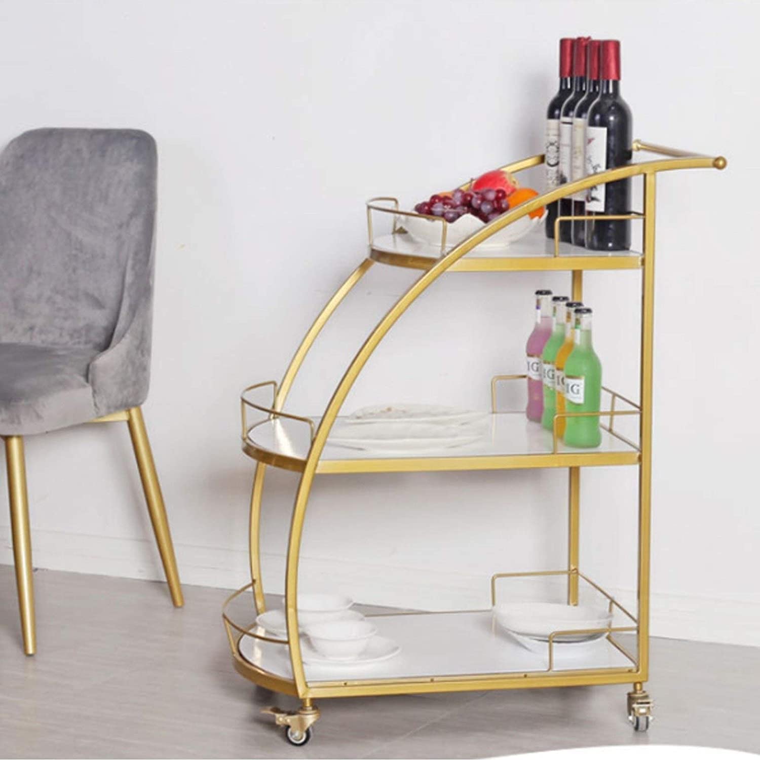 GAABAA Functional Trolley Shopping Cart with Storage Box Outdoor Trolley Mini Bar Cocktail Trolley Bar Drinks Cart Camping Trolley Side Table Display Cabinet,for Home, Living Room