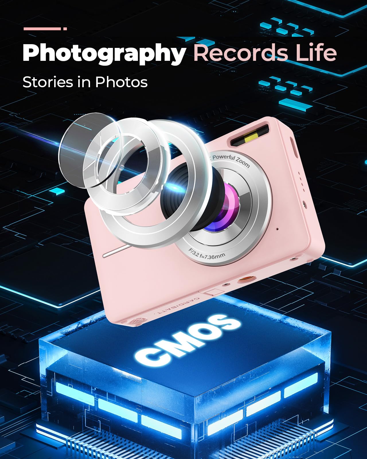 Digital Camera,Kids Camera with 32GB Card,Nsoela FHD 1080P 44MP Compact Vlogging Camera,Point and Shoot Camera 16X Digital Zoom, Portable Mini Kids Camera for Teens Students