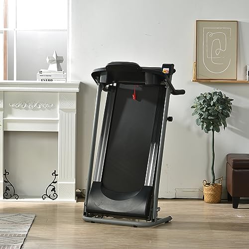 Majnesvon Folding Treadmill, 2.5HP Electric Treadmill for Home with Bluetooth and Incline, Portable Fitness Running Workout for Small Space Home Gym Equipment, MP3 (Black 2)