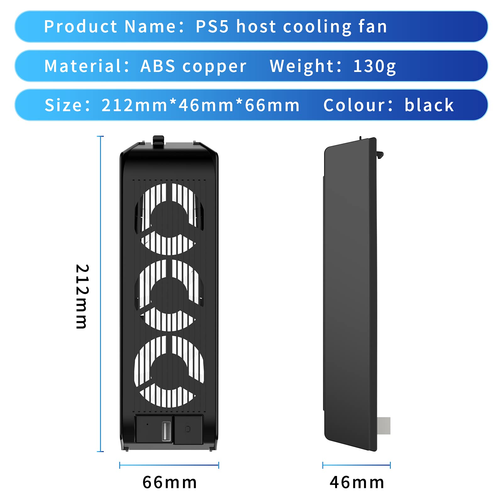 Cooling Fan for PS5 Accessories, Temperature Cooler Fan USB External 3 Fan for Sony Playstation 5 Upgraded Quiet Cooler Fan Console playstation 5 host accessories Cooling 3 Cooler Fans with LED Light