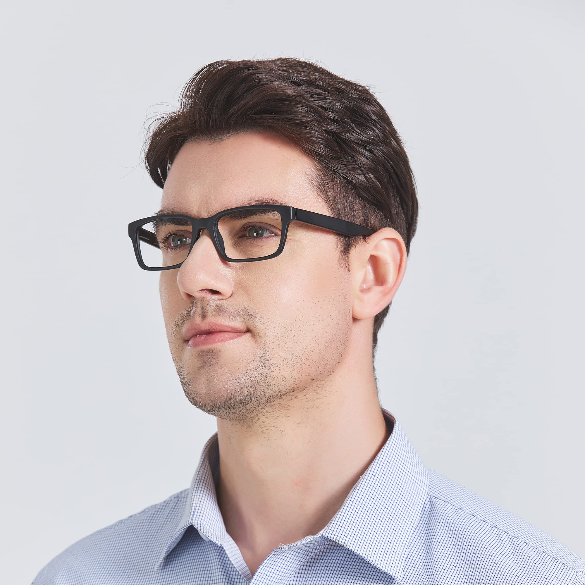 Increbill 6-Pack Reading Glasses for Men, Spring Hinges Rectangular Frame Readers Glasses, Clear Lens Computer Eyeglasses, 3.5 x