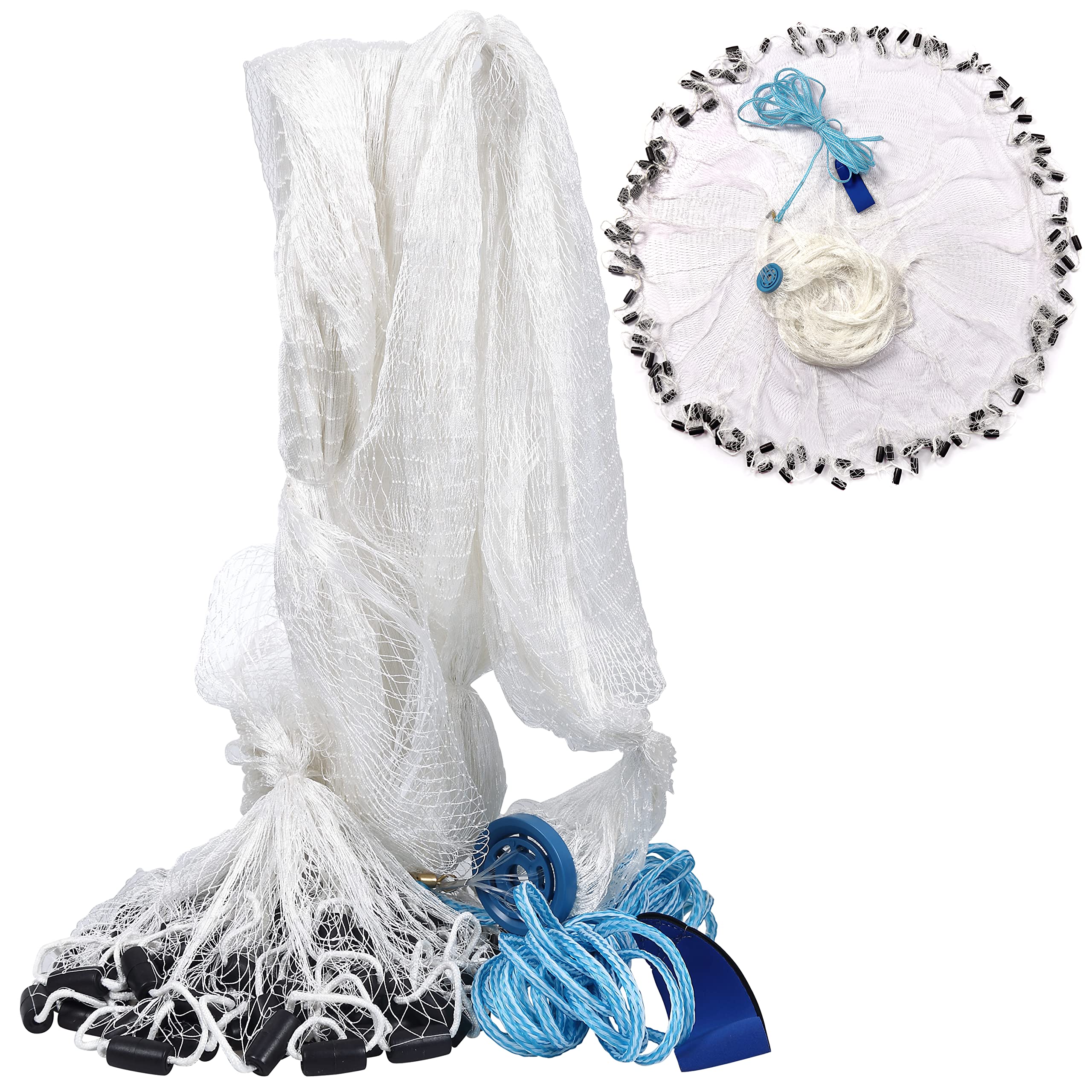 Fishing Net, American Cast Nets for Fishing, AKELLYTH 1/2" mesh, 6 ft,1 lb/ft Fishing Nets for Saltwater & Freshwater with Coated Sinkers. Offering Size: 4-6-8 Radius ft