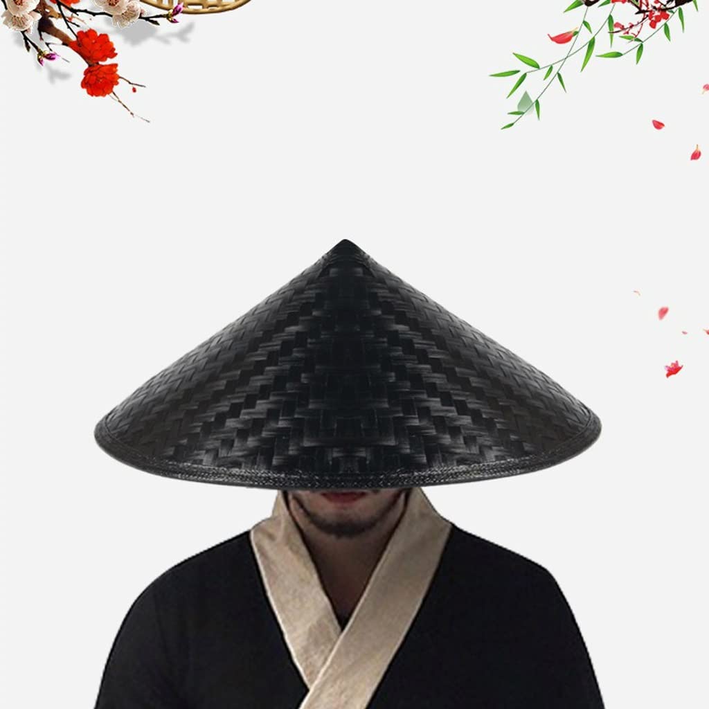 DSFEOIGY Kung Fu Bamboo Weave Hat Shaolin Oriental Headwear Prop Shade Straw Caps Hat (Color : A, Size : One Size)