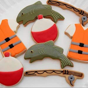 Fishing Cookie Cutter 6 Piece Set from The Cookie Cutter Shop - Fishing Pole, Bobber, Trout, Salmon Cookie Cutters β Tin Plated Steel Cookie Cutters