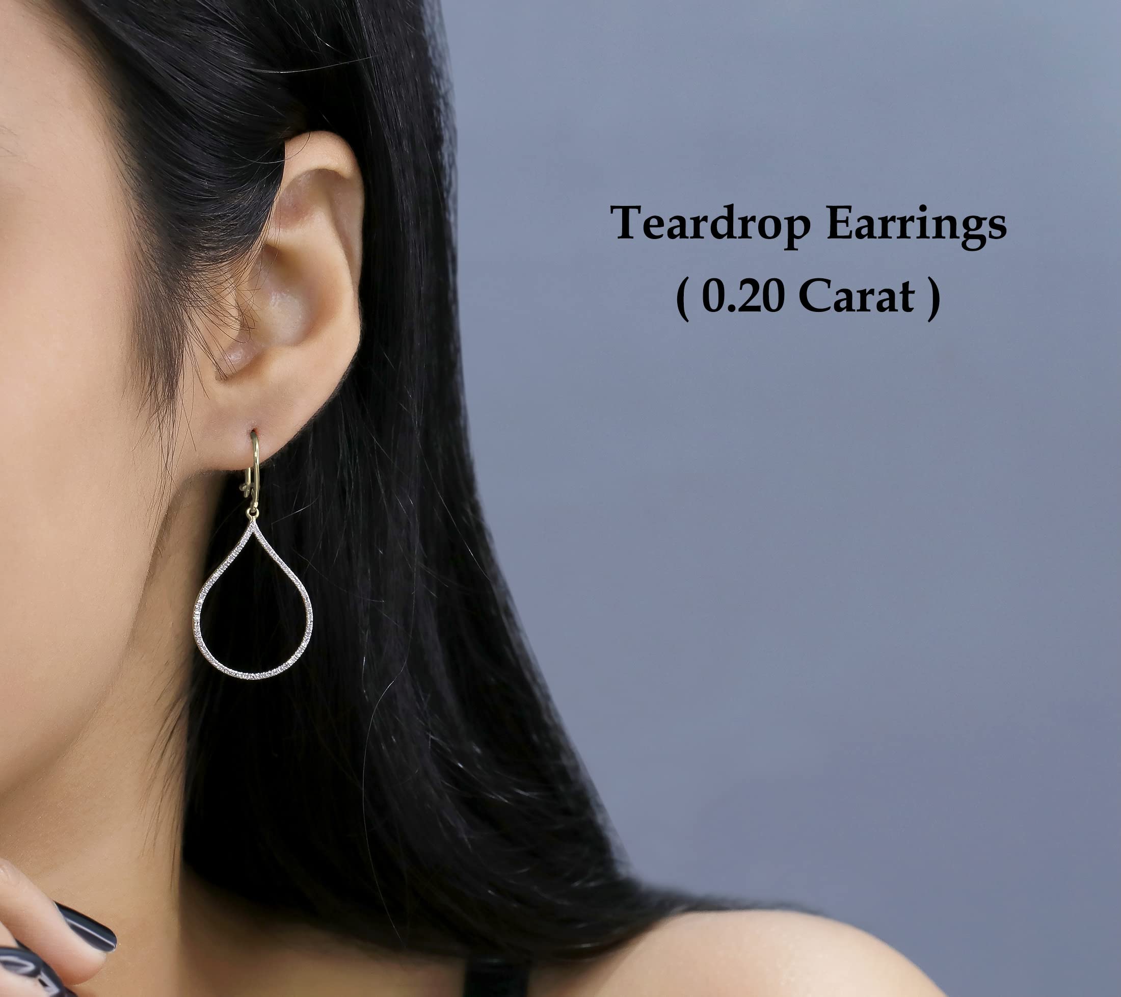 Dazzlingrock Collection 0.20 Carat (ctw) 14K Round White Diamond Ladies Teardrop Earrings 1/5 CT, Yellow Gold