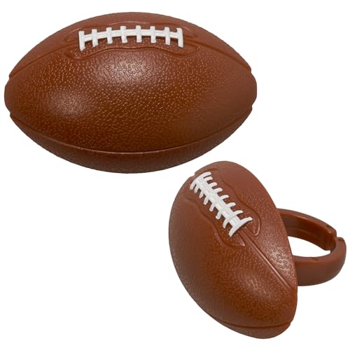DECOPAC 3D Football Rings, Cupcake Decorations, Food Safe Cake Toppers – 24 Pack, Multicolor
