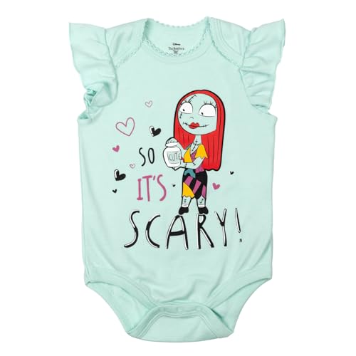 Disney Nightmare Before Christmas Jack Skellington Sally Newborn Baby Girls 5 Pack Cuddly Short Sleeve Baby Bodysuits Multicolor