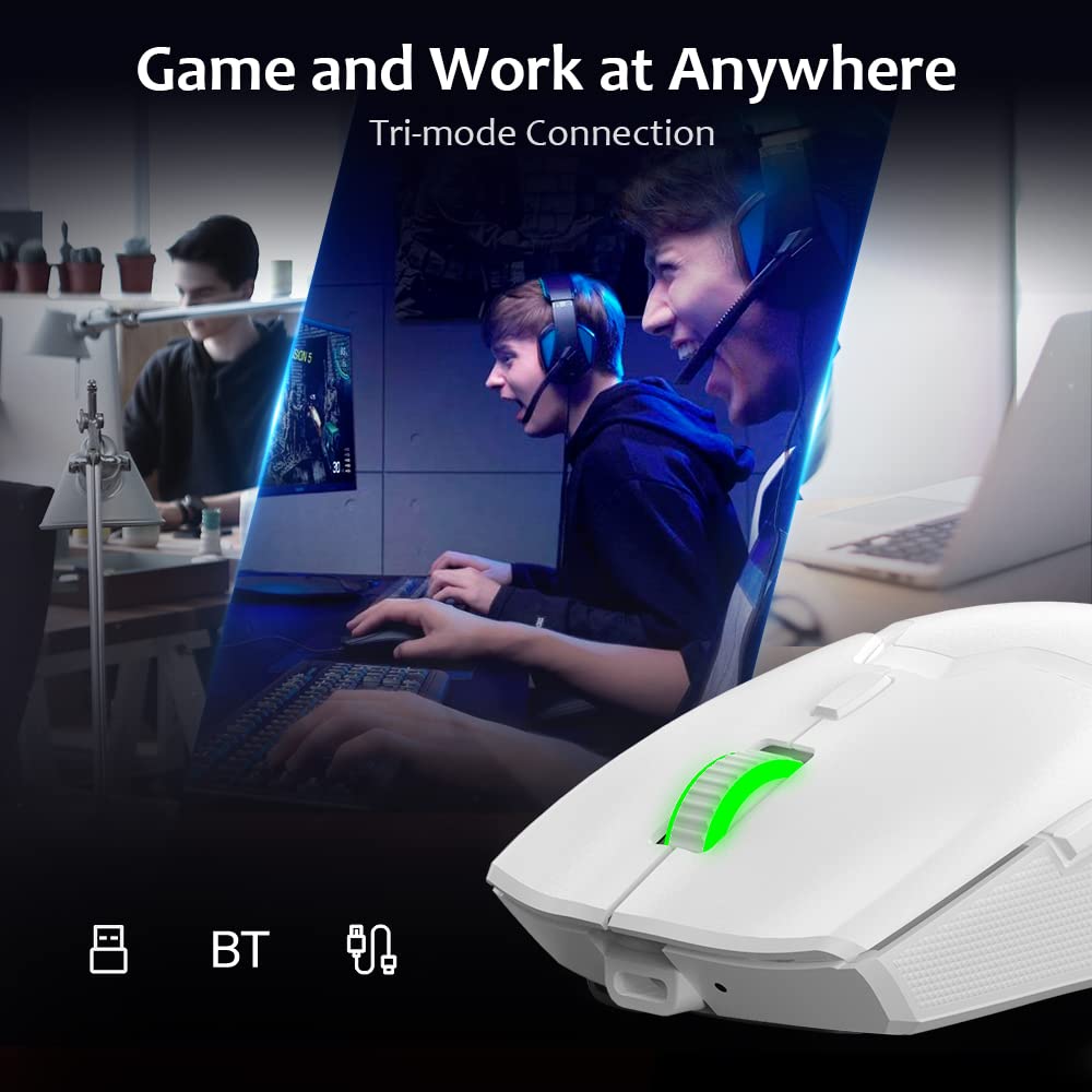 DeLUX 80G Wired Ergonomic Gaming Mouse - PMW3389 Sensor, 100-16000DPI, Personalized Basics, Paracord Cable, Ormon Switch, 7 Buttons, RGB Optical Mouse (M629BU-Black)