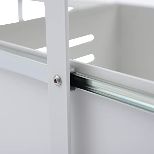 Utility Rolling Cart with Wheels and Sliding Storage Drawer - 2-Tier White Mobile Multipurpose Utility Organizer Cart for Home,Office,Kitchen,Bathroom