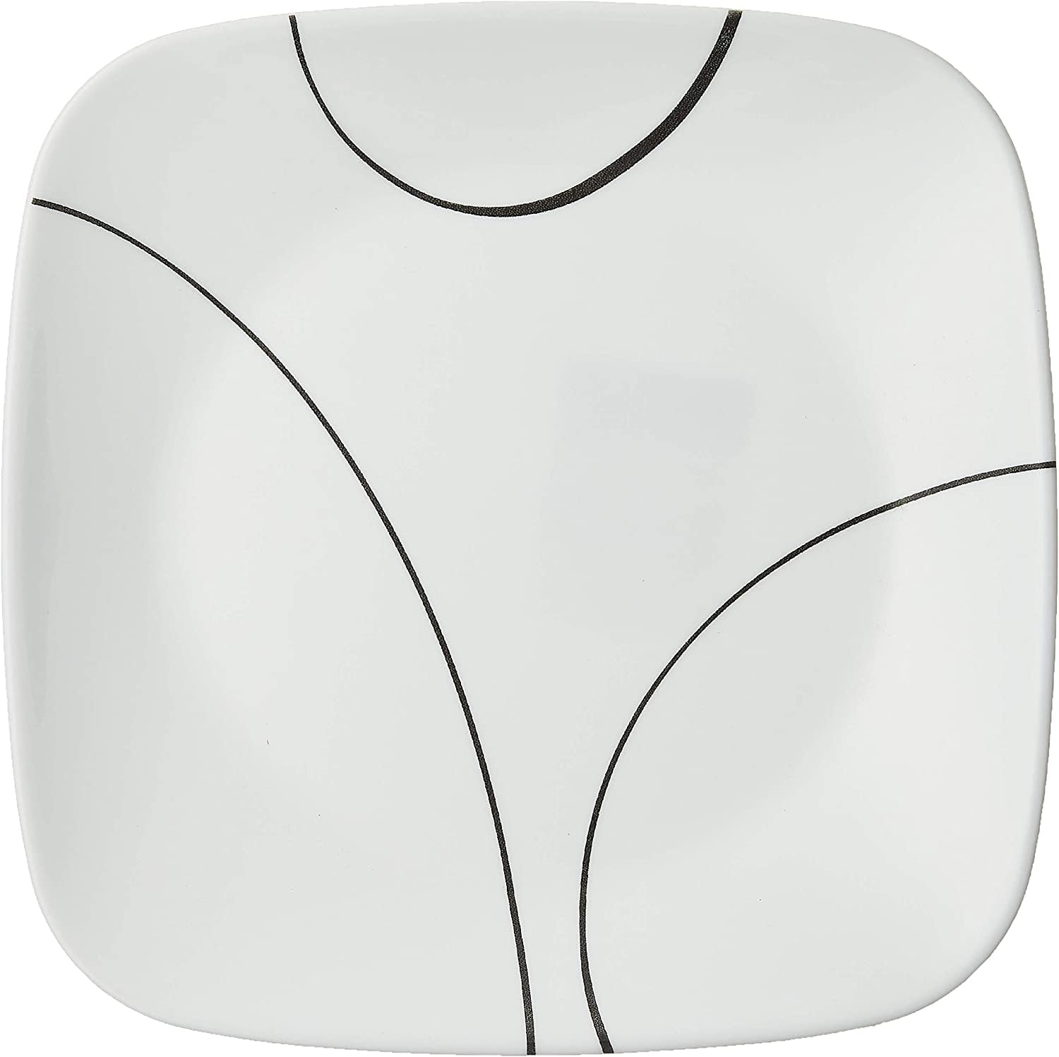 Corelle Vitrelle 6-Piece Salad Plates Set, Triple Layer Glass and Chip Resistant, Lightweight Square 9-Inch Plates, Simple Lines