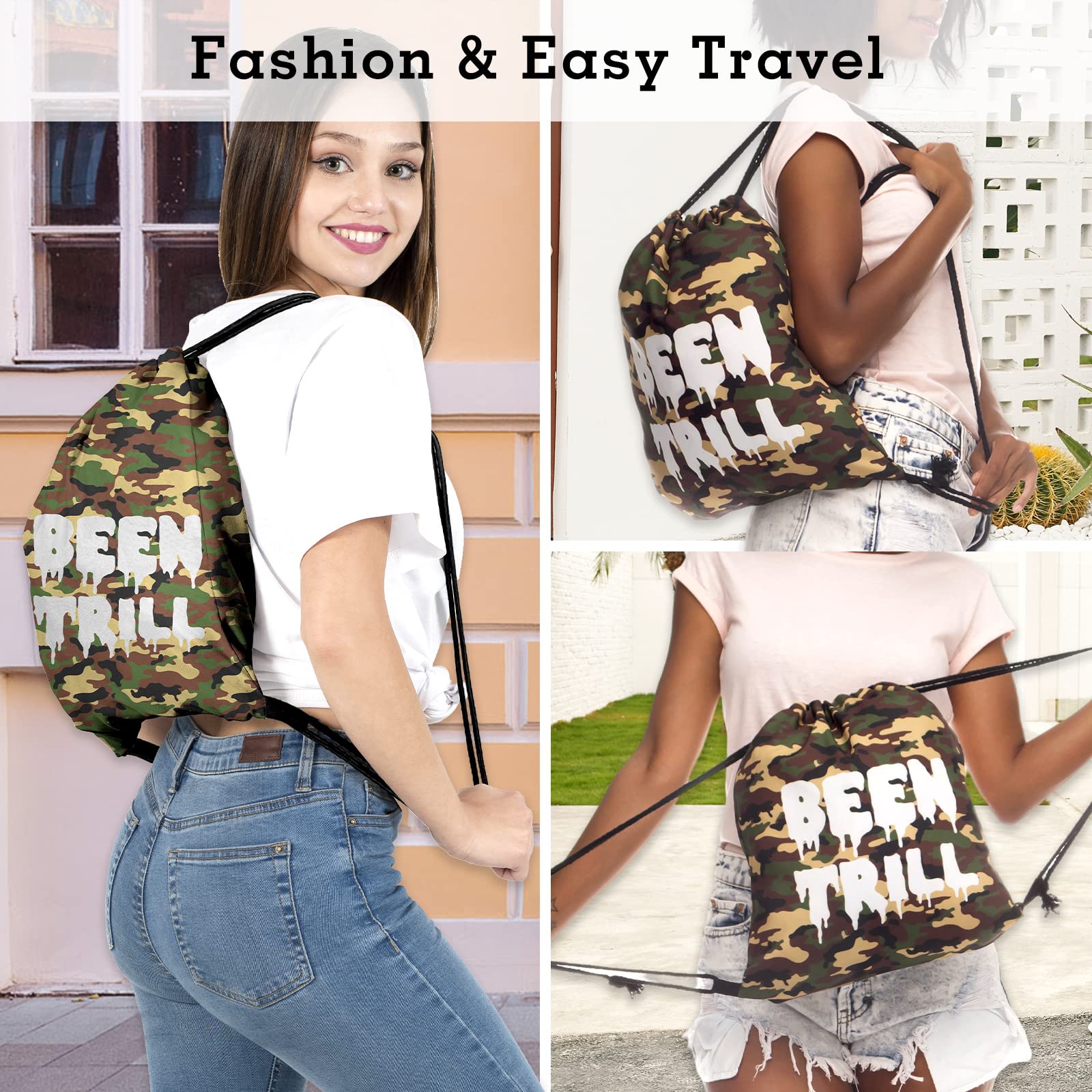 Drawstring Backpack Set of 3, Sports Gym Drawstring Bag Adjustable Lightweight String Bags Fashionable Printed Waterproof Drawstring Bags, Large Capacity Draw String Back Bag for Men Women