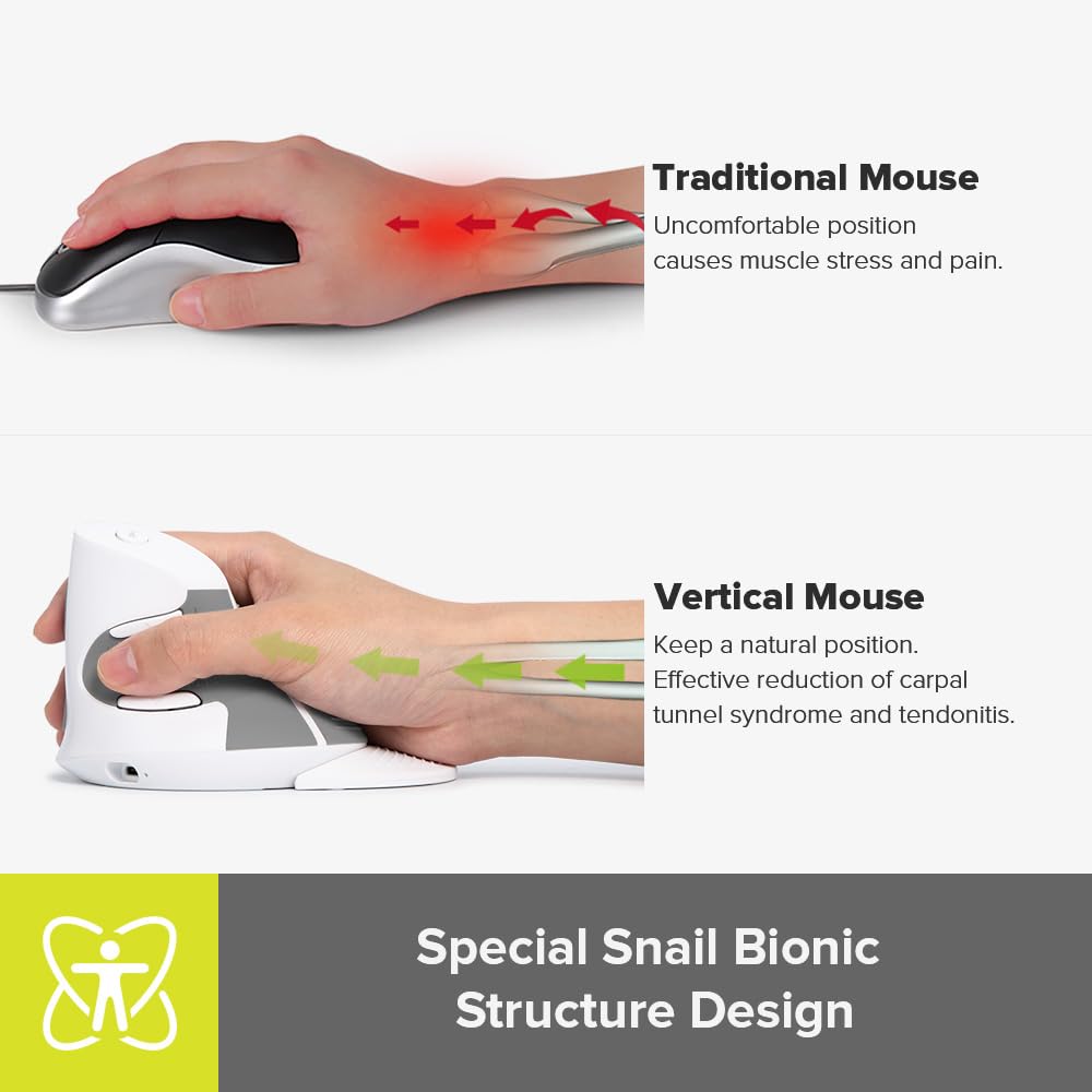 DeLUX Wired Vertical Ergonomic Mouse, with 6 Programmable Buttons, 4200DPI, Removable Palm Rest, Reduces Wrist Pain and Carpal Tunnel for Medium/Large Hands (Black)