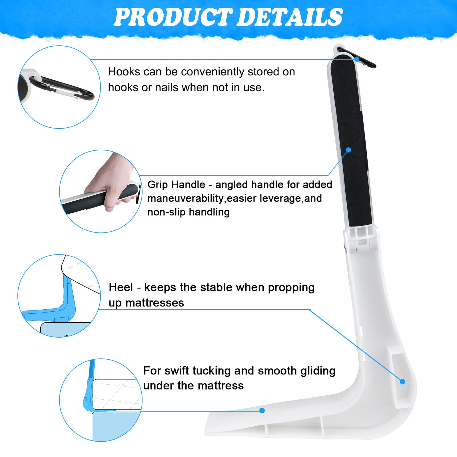 Industrial Grade Mattress Lifter Mattress Lifting Solution & Long Lasting Tool For Stress Frees Bed Making ABS Bed Making Tool Stress Frees Bed Making Bed Making Aid Mattress Maintenance Tool