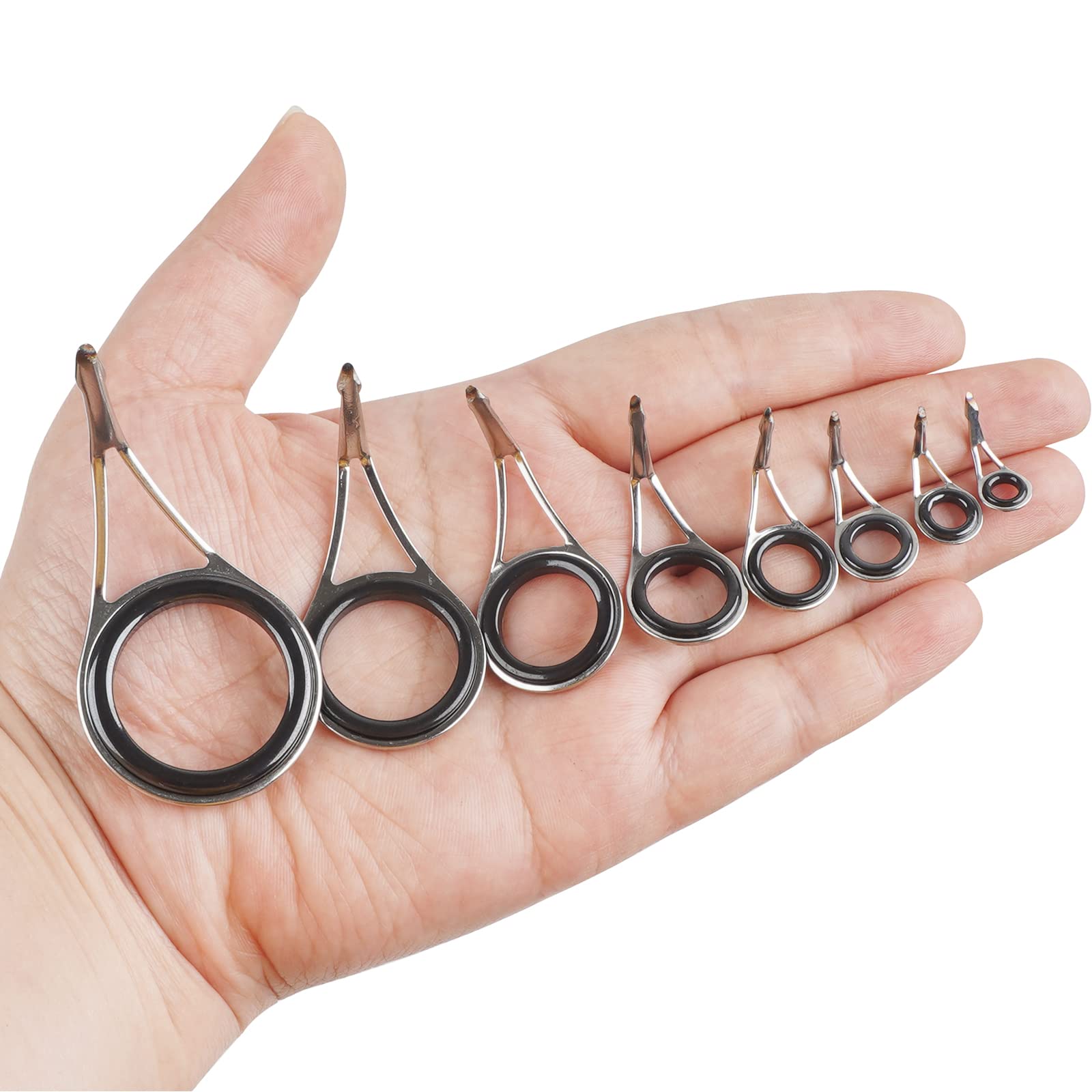 Fishing Rod Guide Tip Fishing Line Spinning Guide Eyes Rings Bait Casting Stainless Steel Rod Guide Tips Single Double Feet Pole Guide for Spinning Baitcasting Saltwater Freshwater Rod Poles