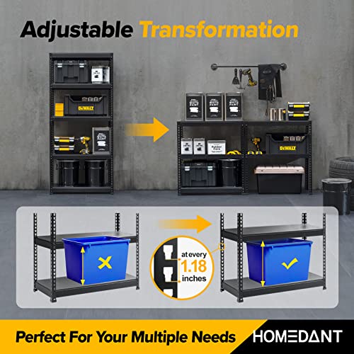 HOMEDANT 5 Tier Laminated Metal Shelving Unit Adjustable Garage Storage Utility Rack Heavy Duty Shelves Organization Multipurpose Shelf Warehouse Basement Shed Pantry 31.9" W x 16.2" D x 71.3" H 1Pack