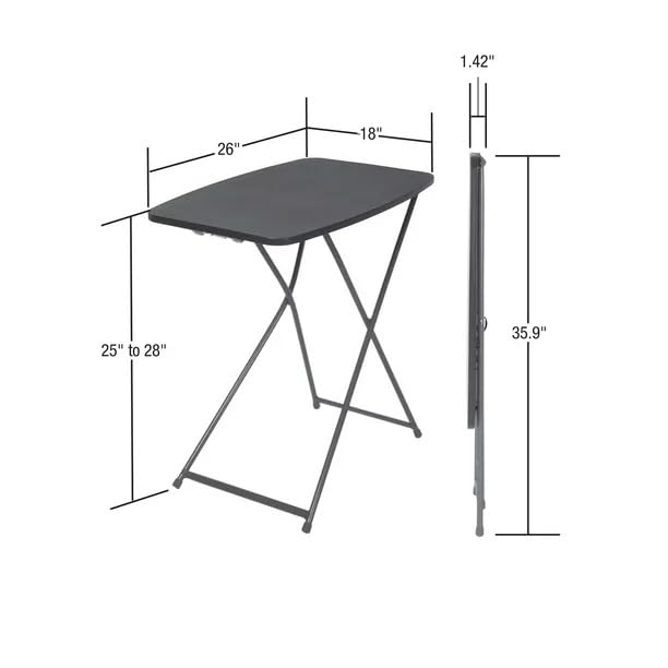 SweaTz Black, 2 Pack,18β x 26β Indoor Outdoor Adjustable Height Personal Folding Table