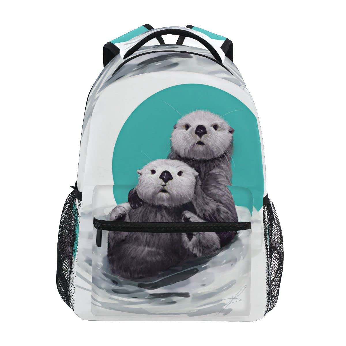 Fisyme Cute Sea Otter Backpack Laptop Bag Daypack Travel Hiking School Backpacks for Men Women Kids Girls Boys